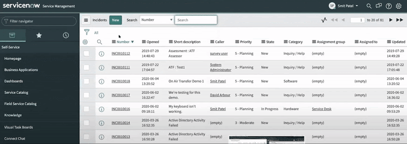 ServiceNow Search & Transfer