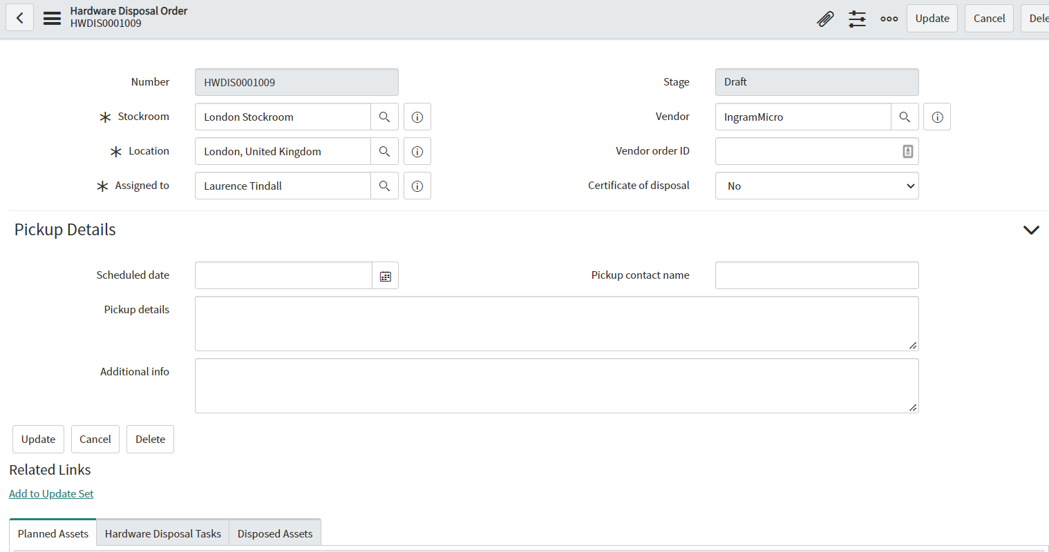 Hardware Asset Disposal Orders in ServiceNow